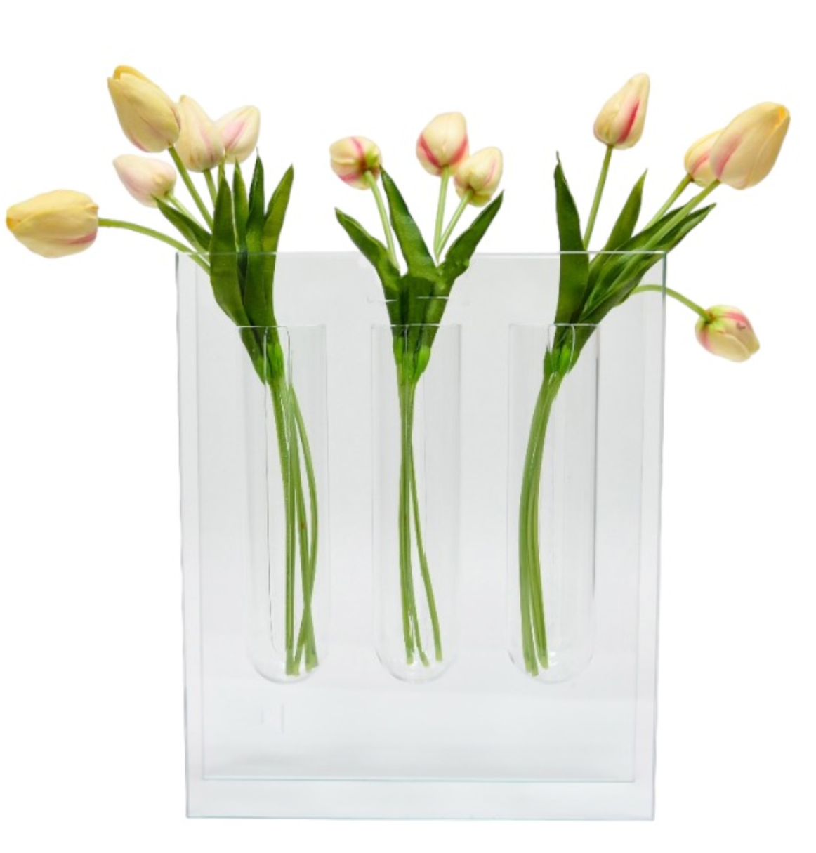Clear Triple Bud Vase - 12" | Hope Flower Farm